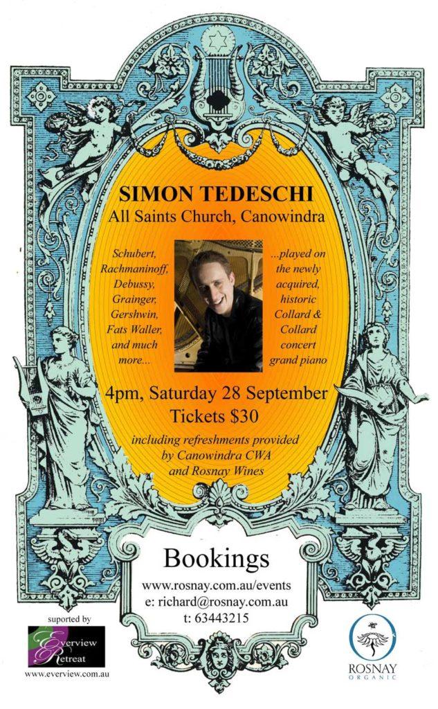 Simon Tedeschi to play at Canowindra – Rosnay Organic